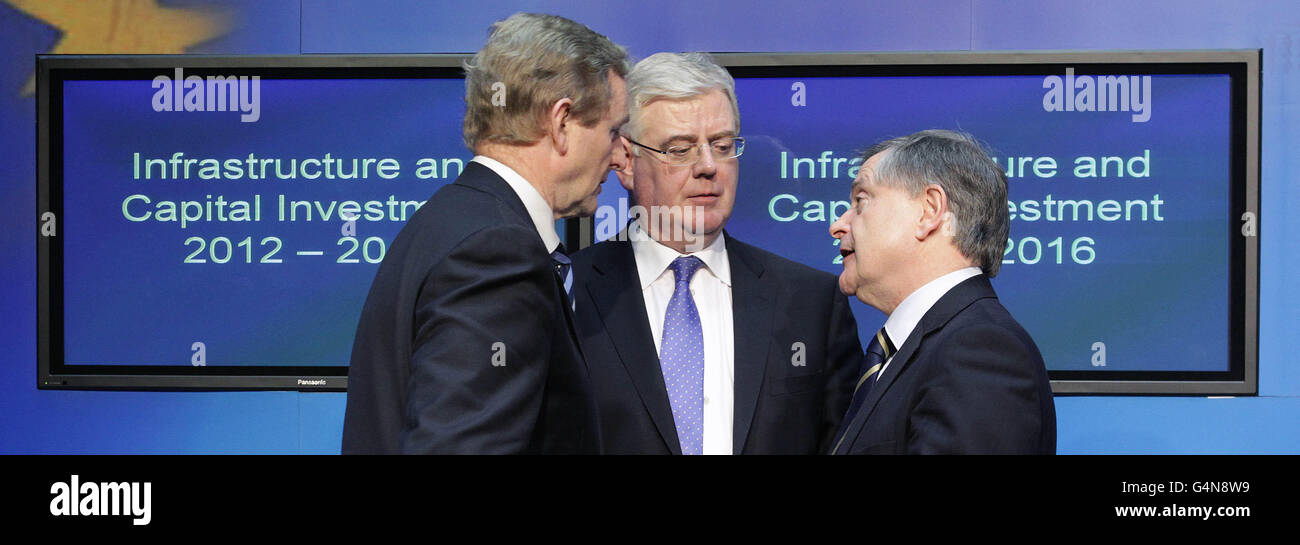 (From left to right) Taoiseach Enda Kenny,Tanaiste Eamon Gilmore and ...
