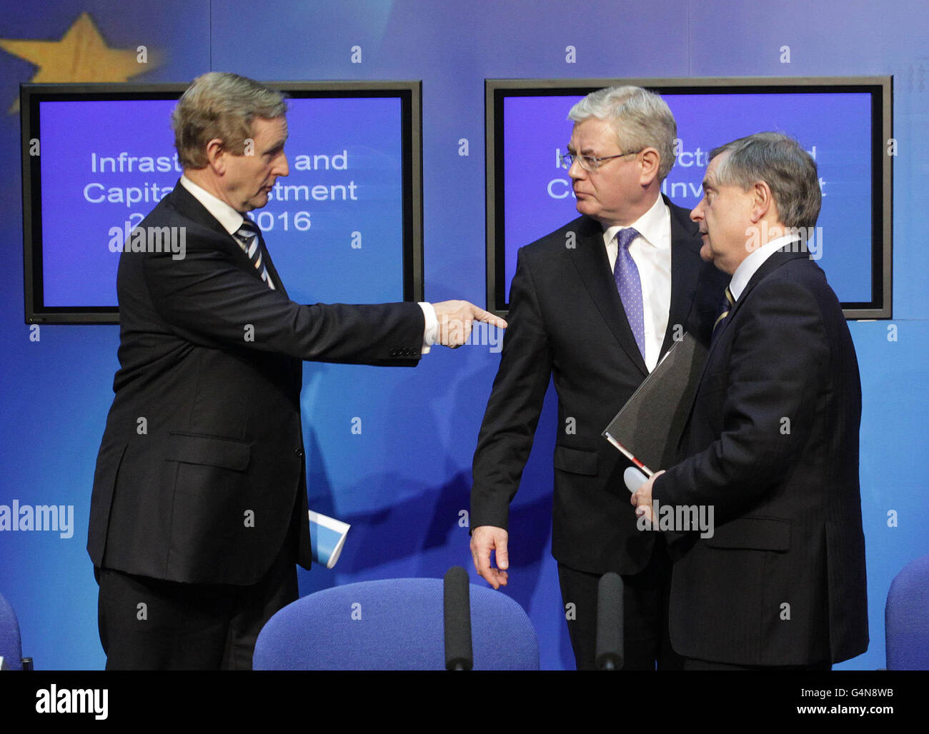 (From left to right) Taoiseach Enda Kenny,Tanaiste Eamon Gilmore and ...