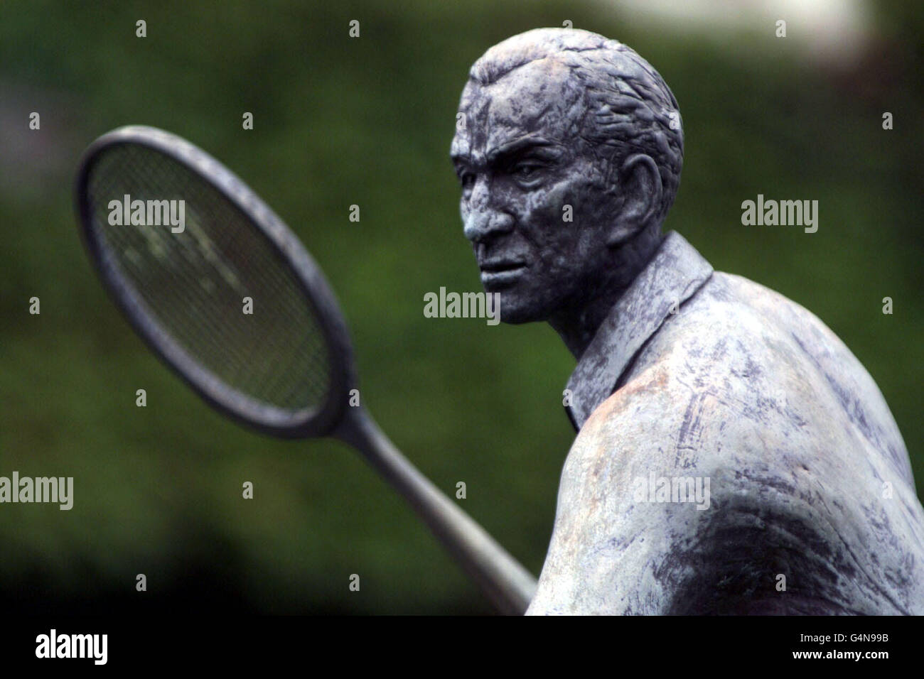 The statue of legend Fred Perry at the All England Tennis Club at ...