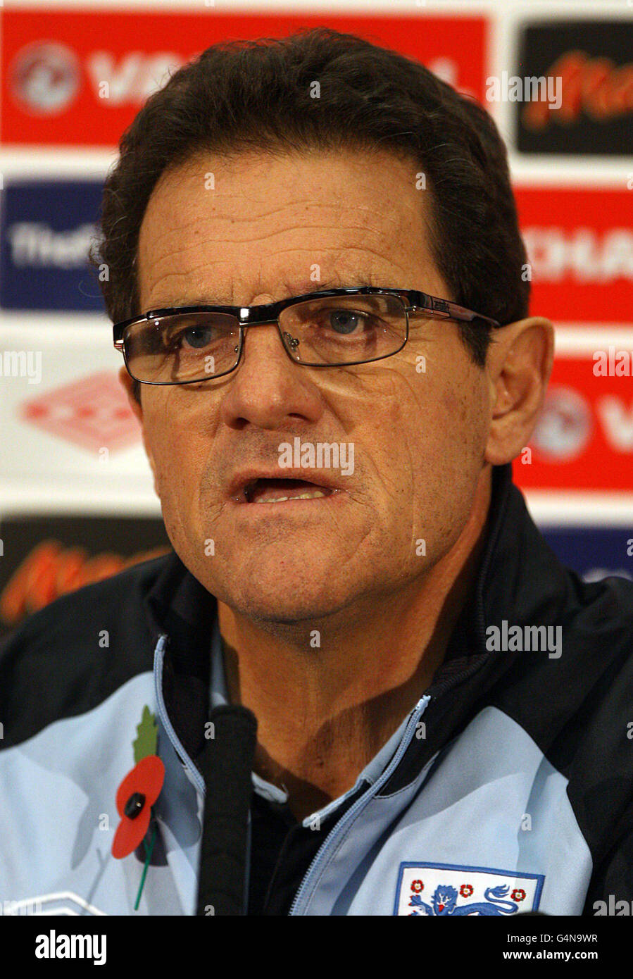 England's manager Fabio Capello during the press conference at Wembley ...