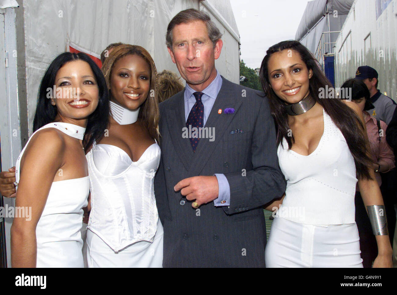 Prince Charles meets pop band The Honeyz after they performed on stage ...