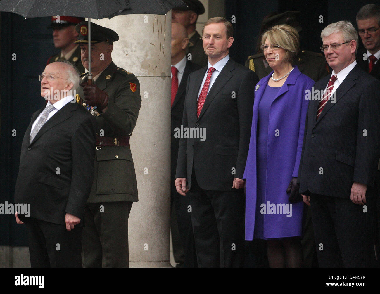 President Michael D Higgins walks out of Dublin Castle after his ...