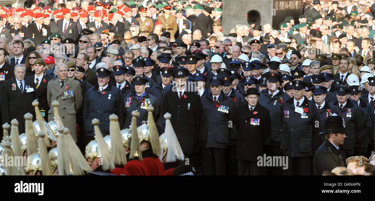 The parade of ex-servicemen at the Cenotaph in Whitehall, central ...