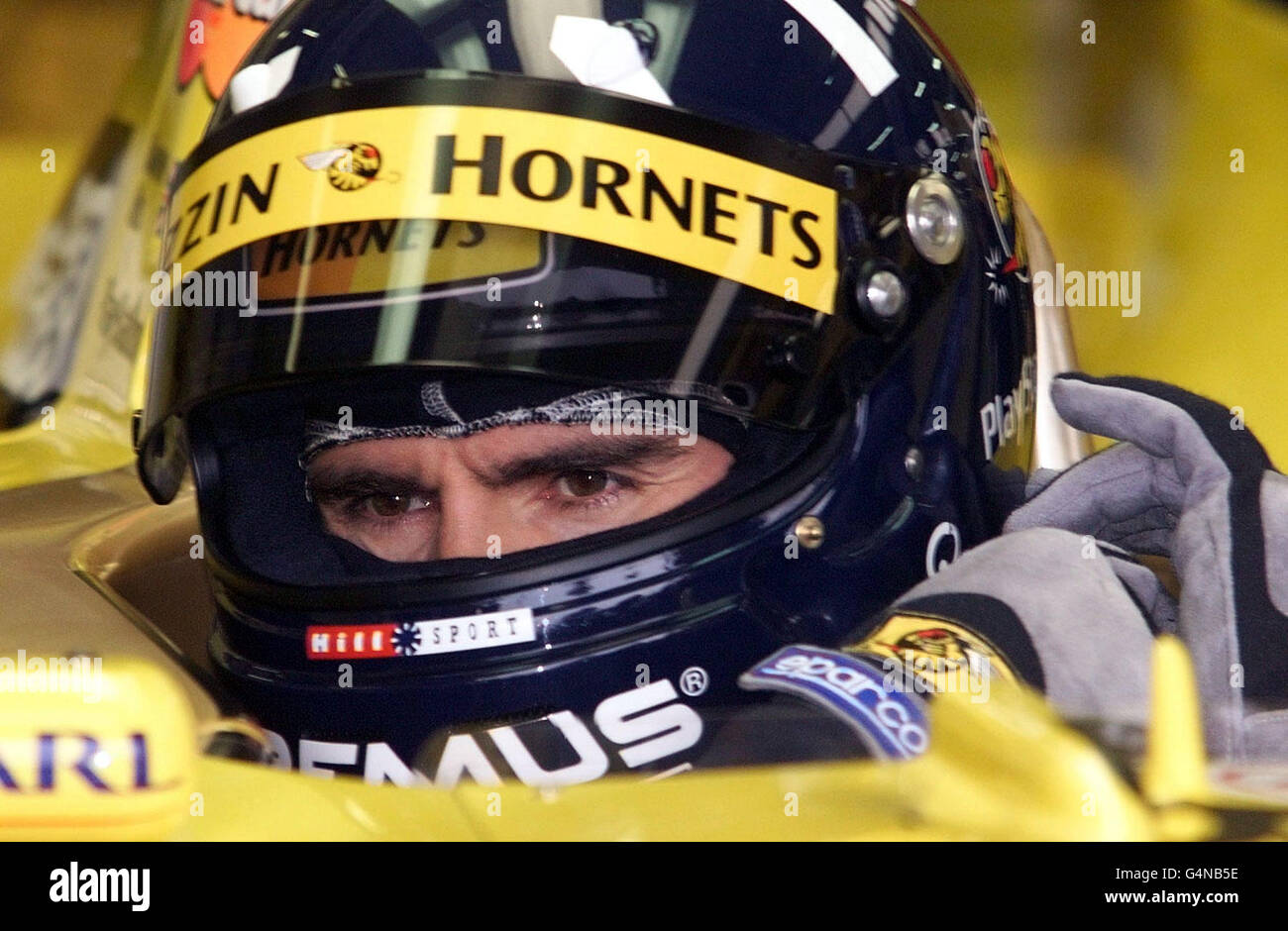 Silverstone/Hill practice. Jordan driver Damon Hill prepares for ...