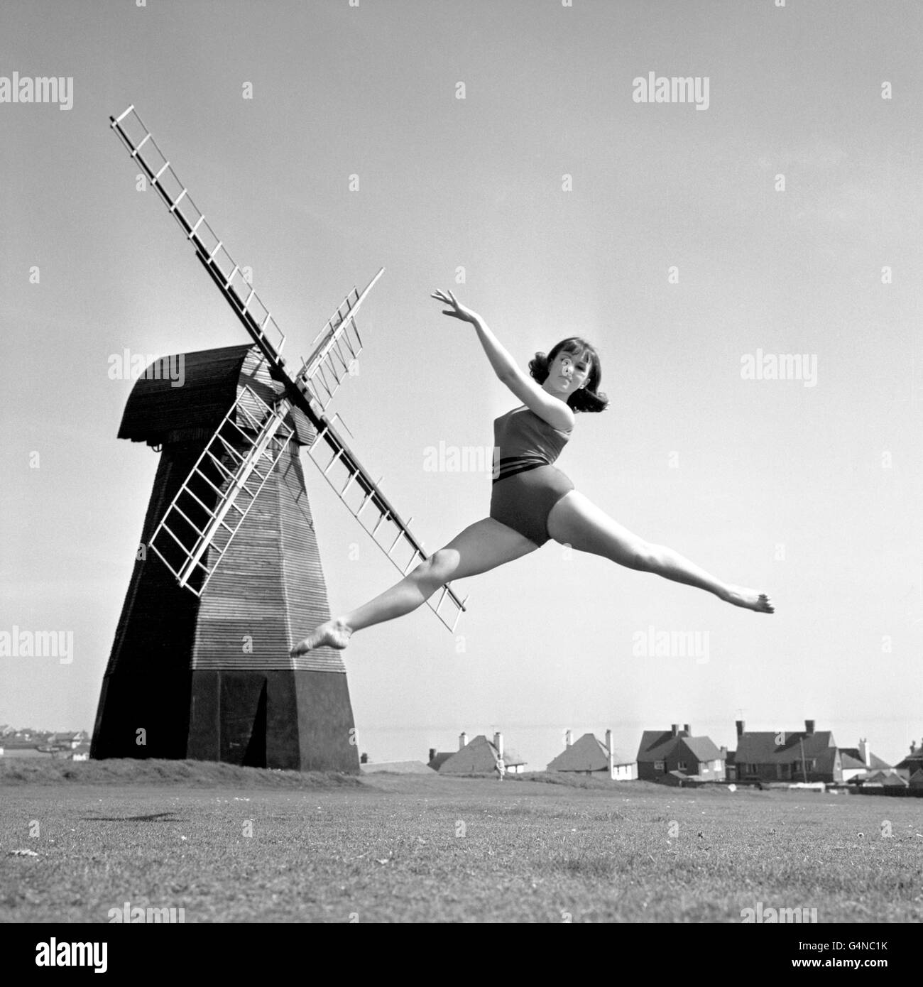 In front of the 150 year old windmill (Beacon Mill) at Rottingdean ...