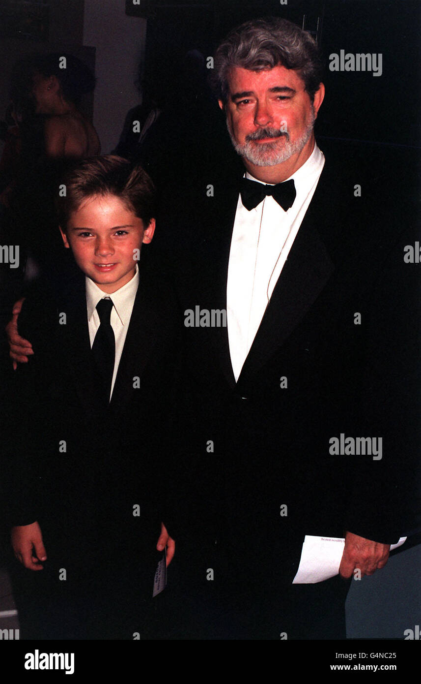 Director George Lucas and young film star, Jake Lloyd , arrive for the ...