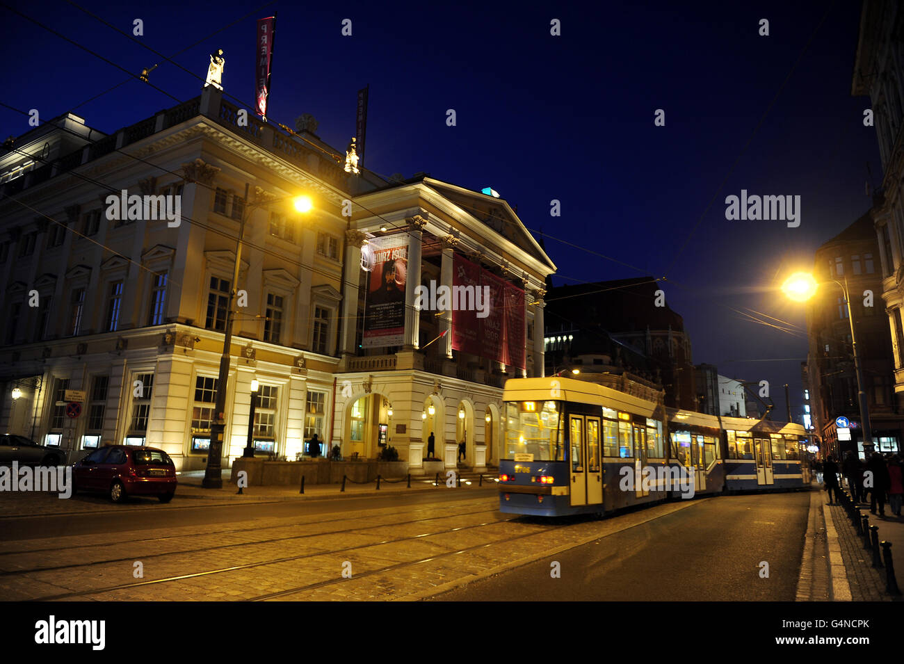 City Views - Wroclaw - Poland. Wroclaw Opera house at night Stock Photo ...