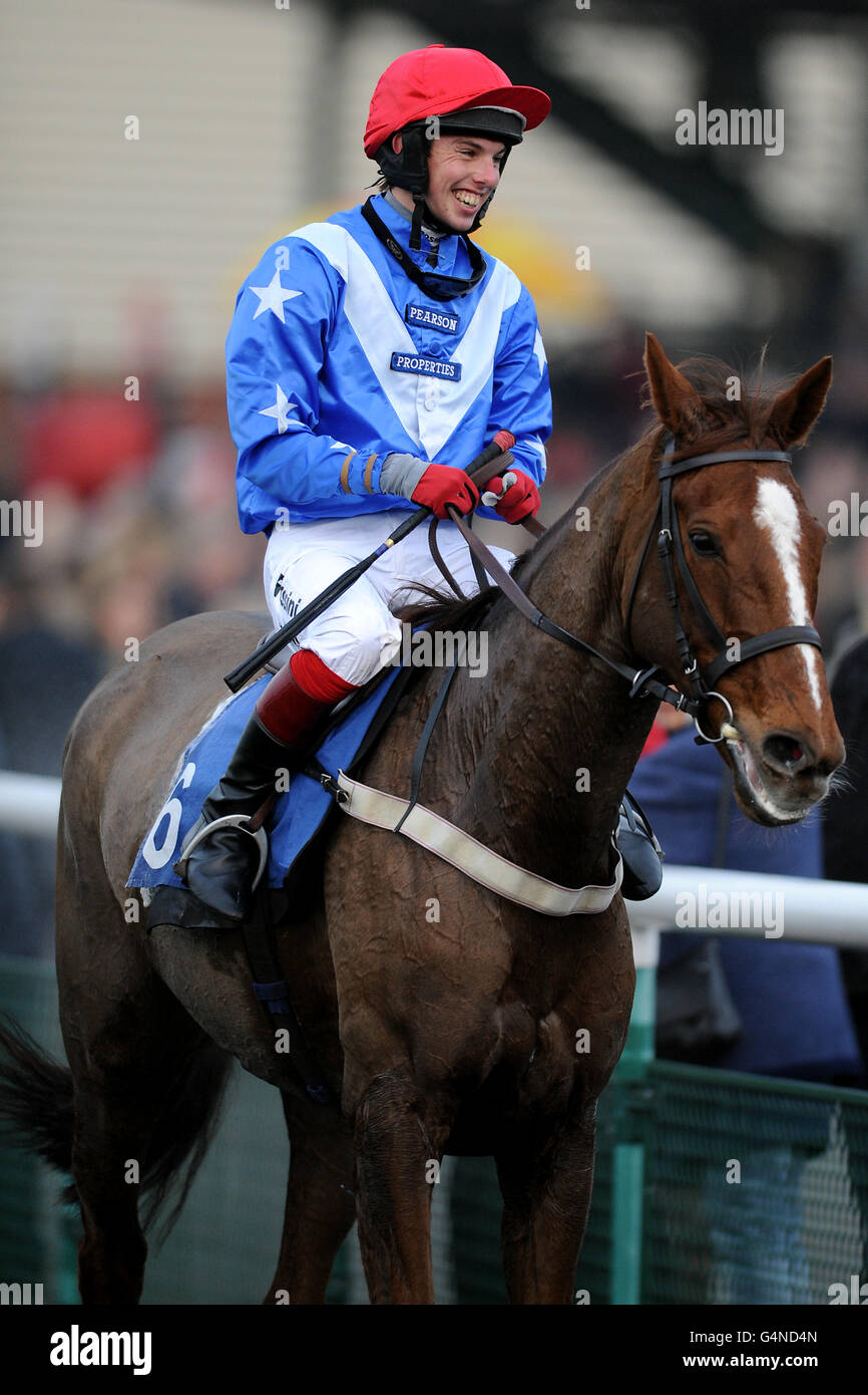 Jockey Joseph Cornwall on Hever Road after winning the Ricoh Arena Home ...