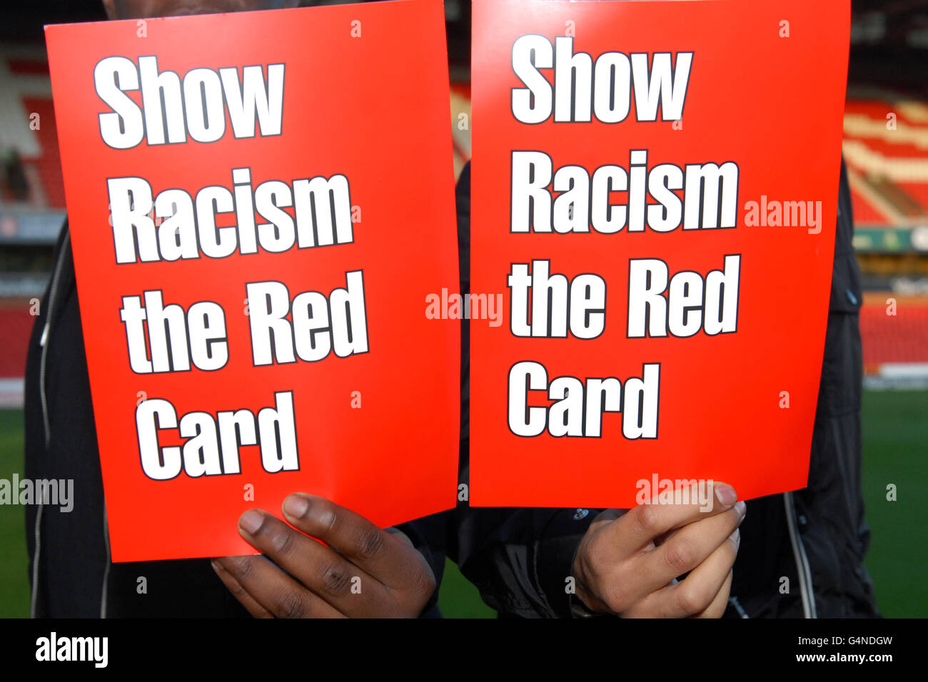 Show racism the red card hi-res stock photography and images - Alamy