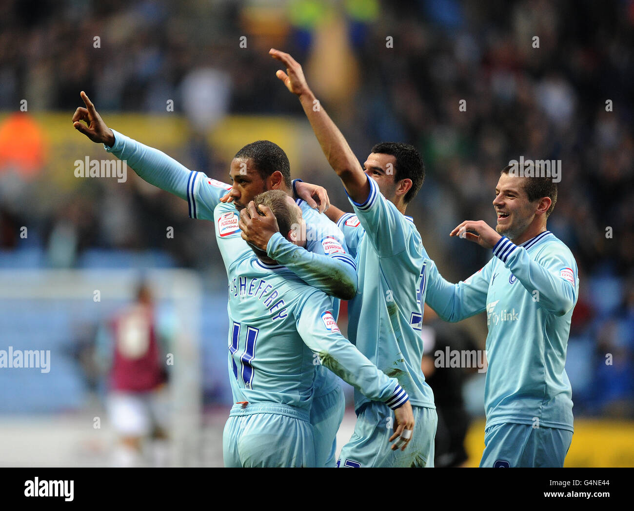 Coventry City's Clive Platt celebrates with his team mates after ...