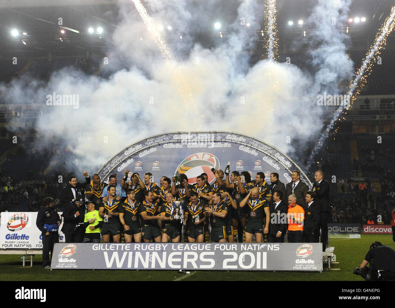 Australia celebrate winning four nations final match elland road hi-res ...