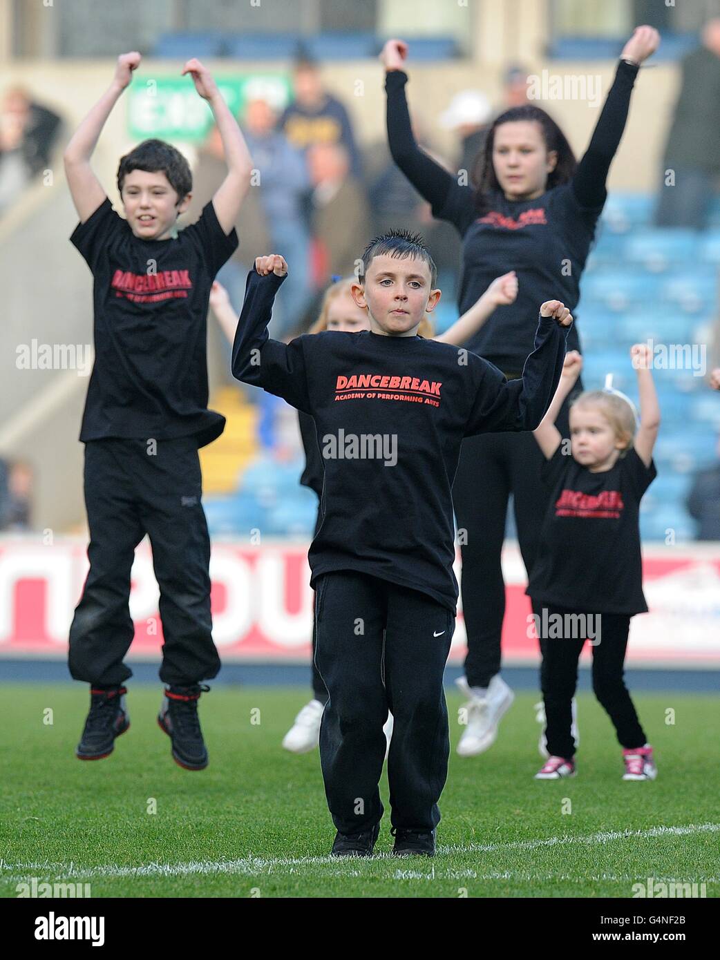 Half time entertainment at The New Den by a group of dancers Stock ...