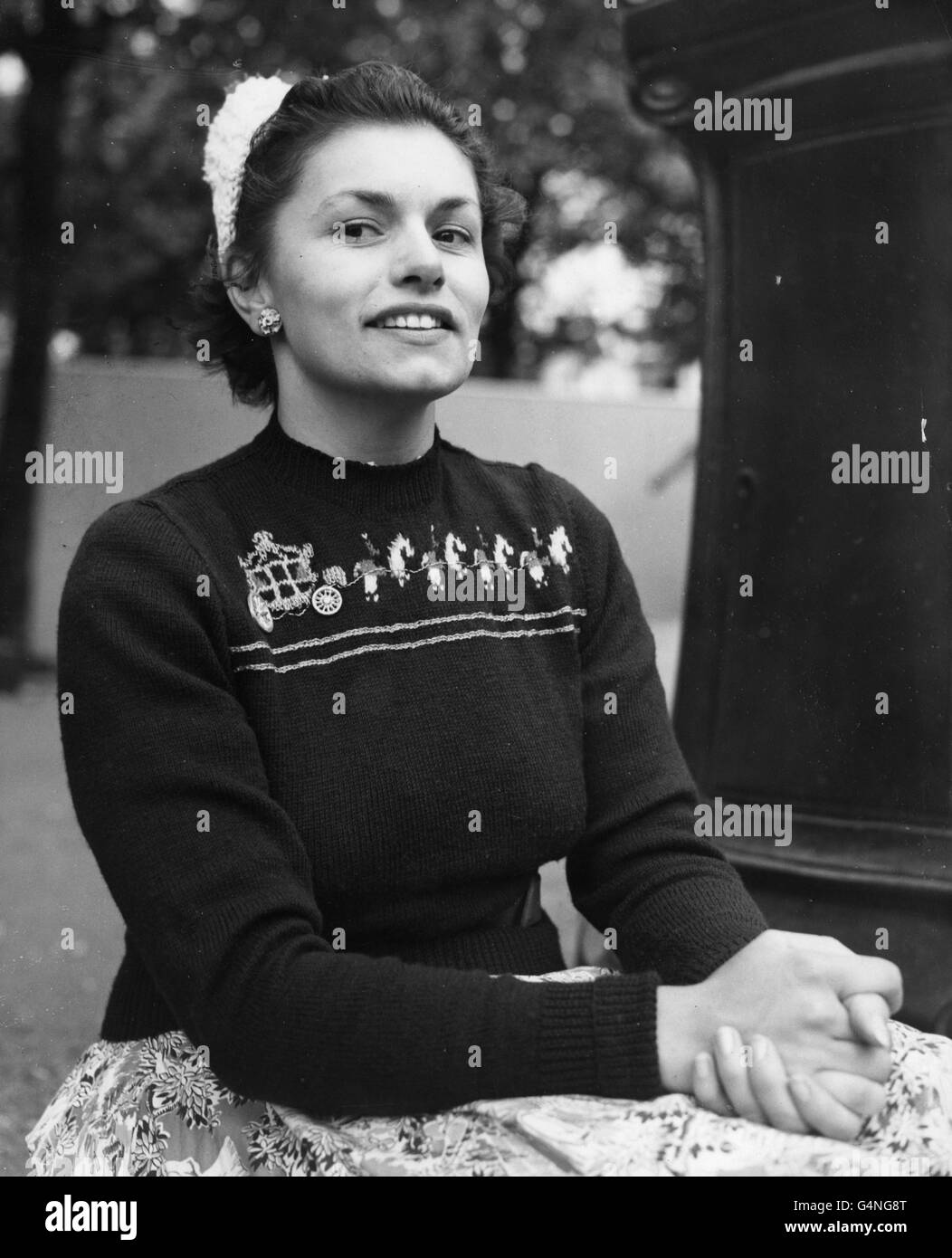 Betty Wright of Leighton Buzzard, with a Coronation theme jumper ...