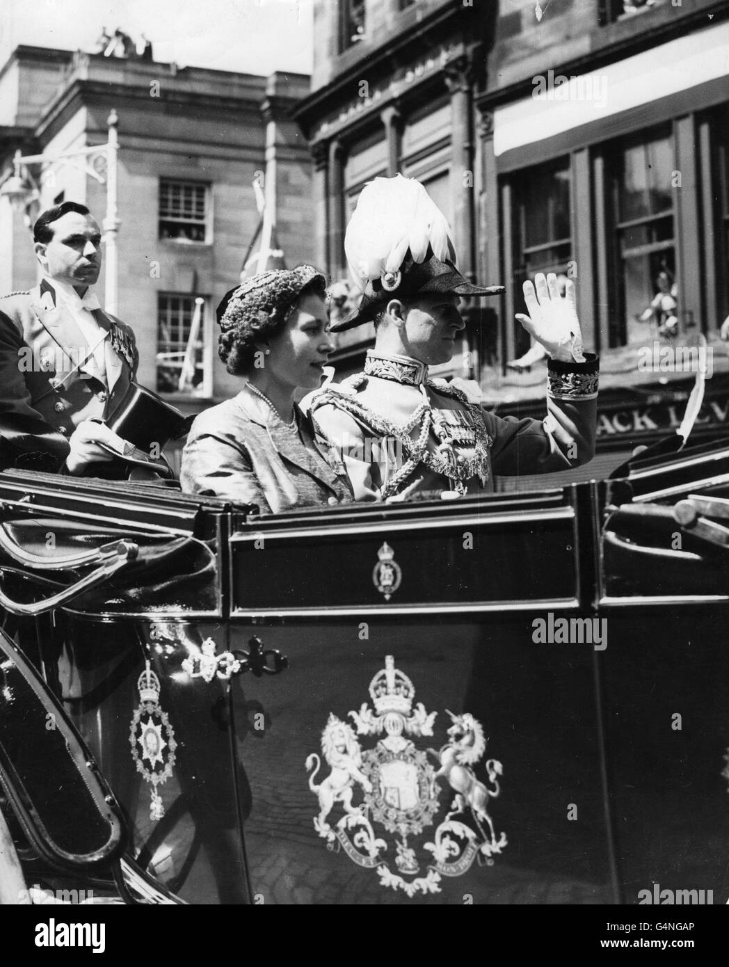 Queen Elizabeth II and the Duke of Edinburgh arriving at St. Giles ...