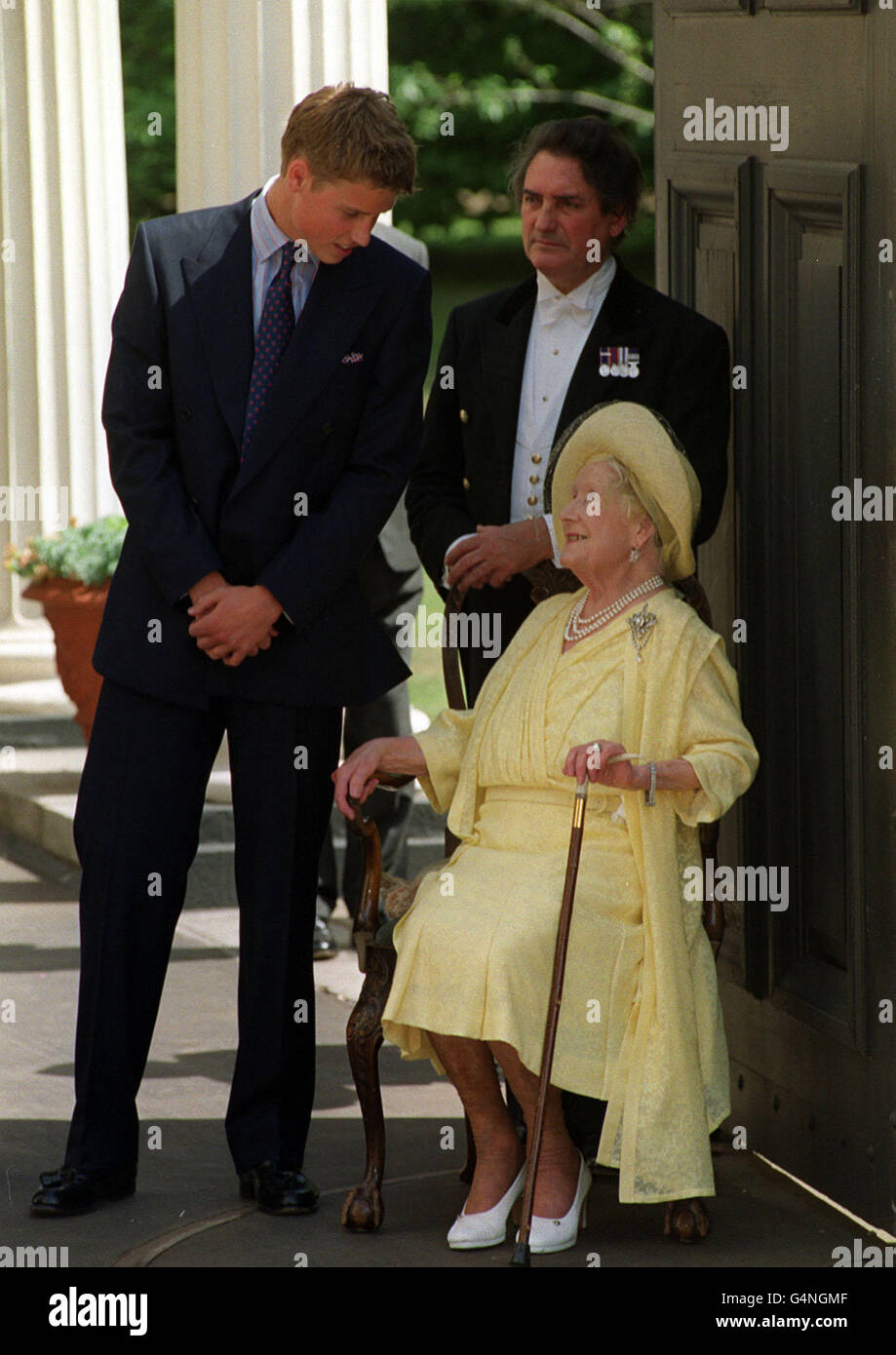 Prince William and the Queen Mother on her 99th Birthday Stock Photo ...