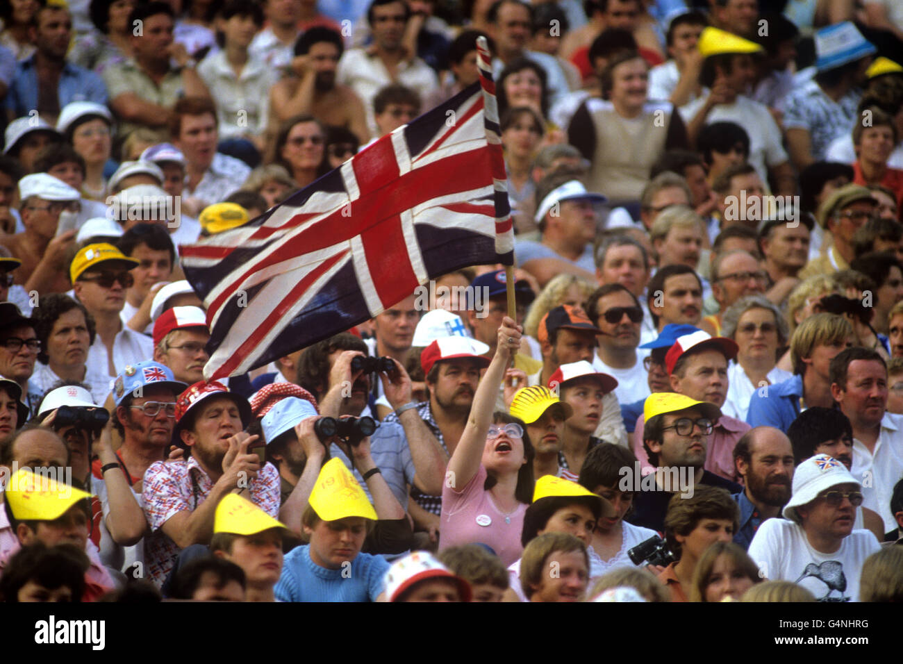 Olympic Games - Moscow 1980. The British Union Flag flies amongst the ...