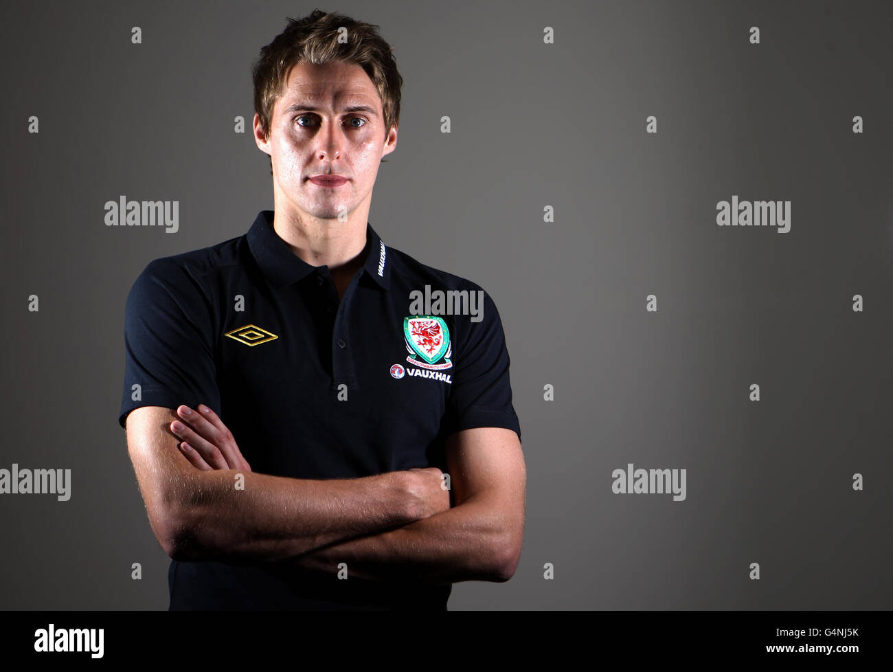 Wales' David Edwards poses for the photographer during a media session ...