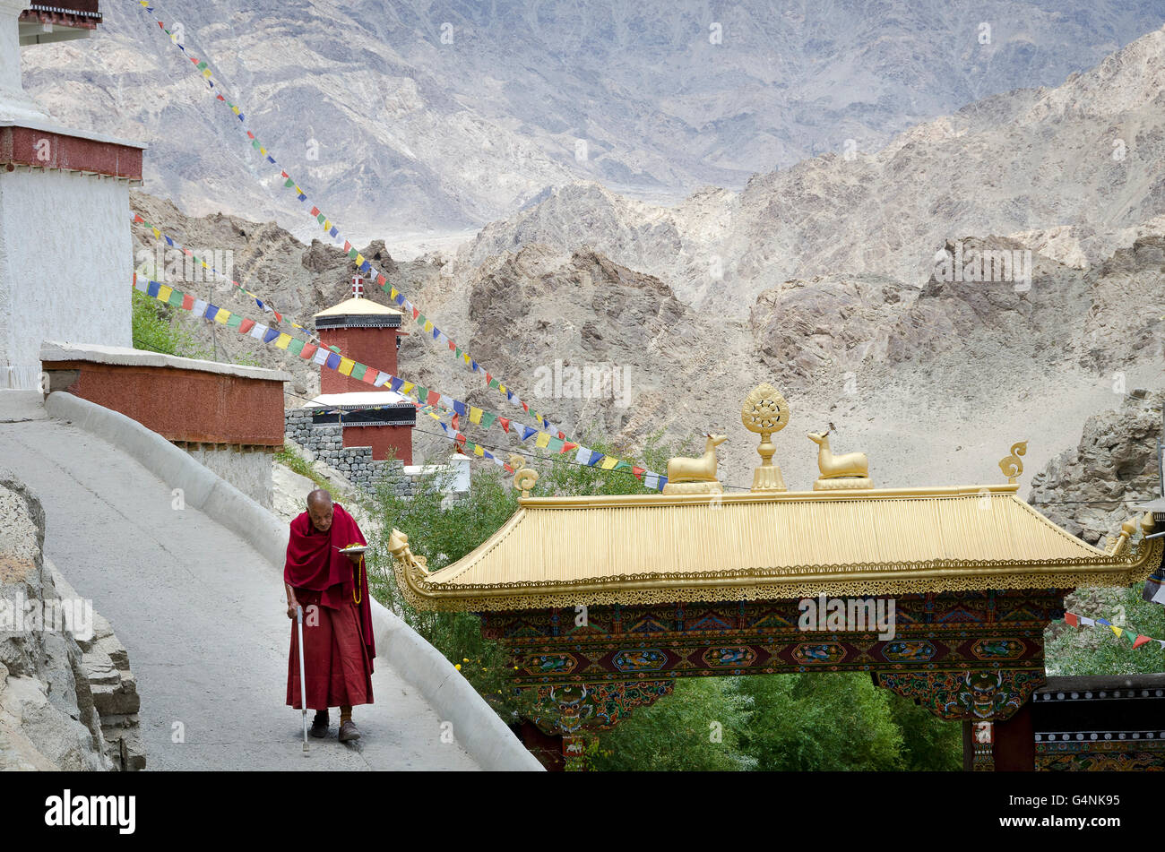 Buddhist monk walking down path hi-res stock photography and images - Alamy