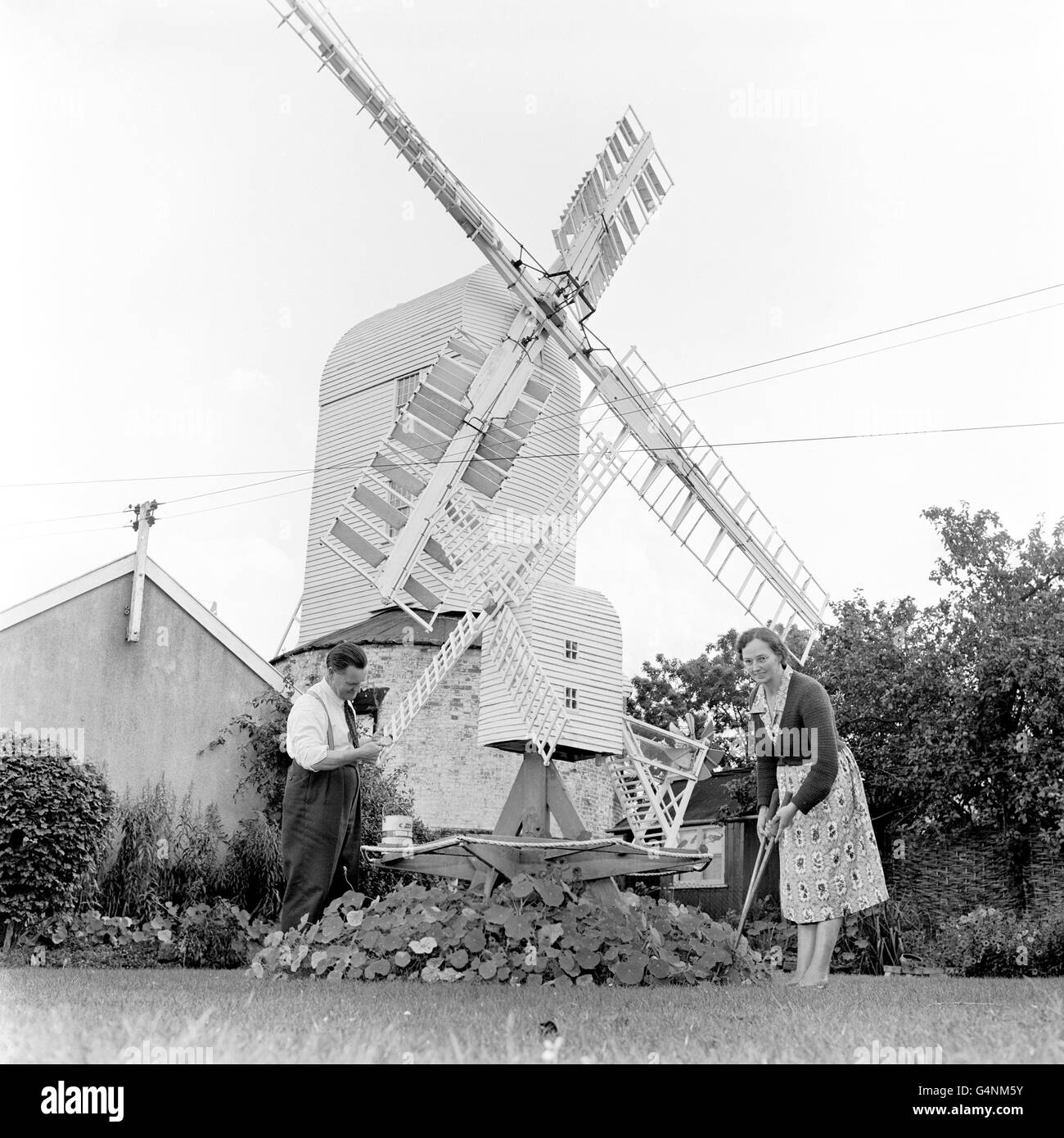 The Saxtead Green Windmill in Suffolk, with a miniature version in the ...