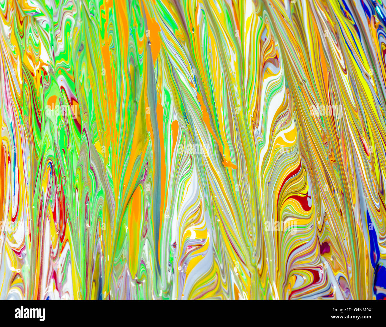 Mixed painted colors with colors red, green, blue, yellow, white ...