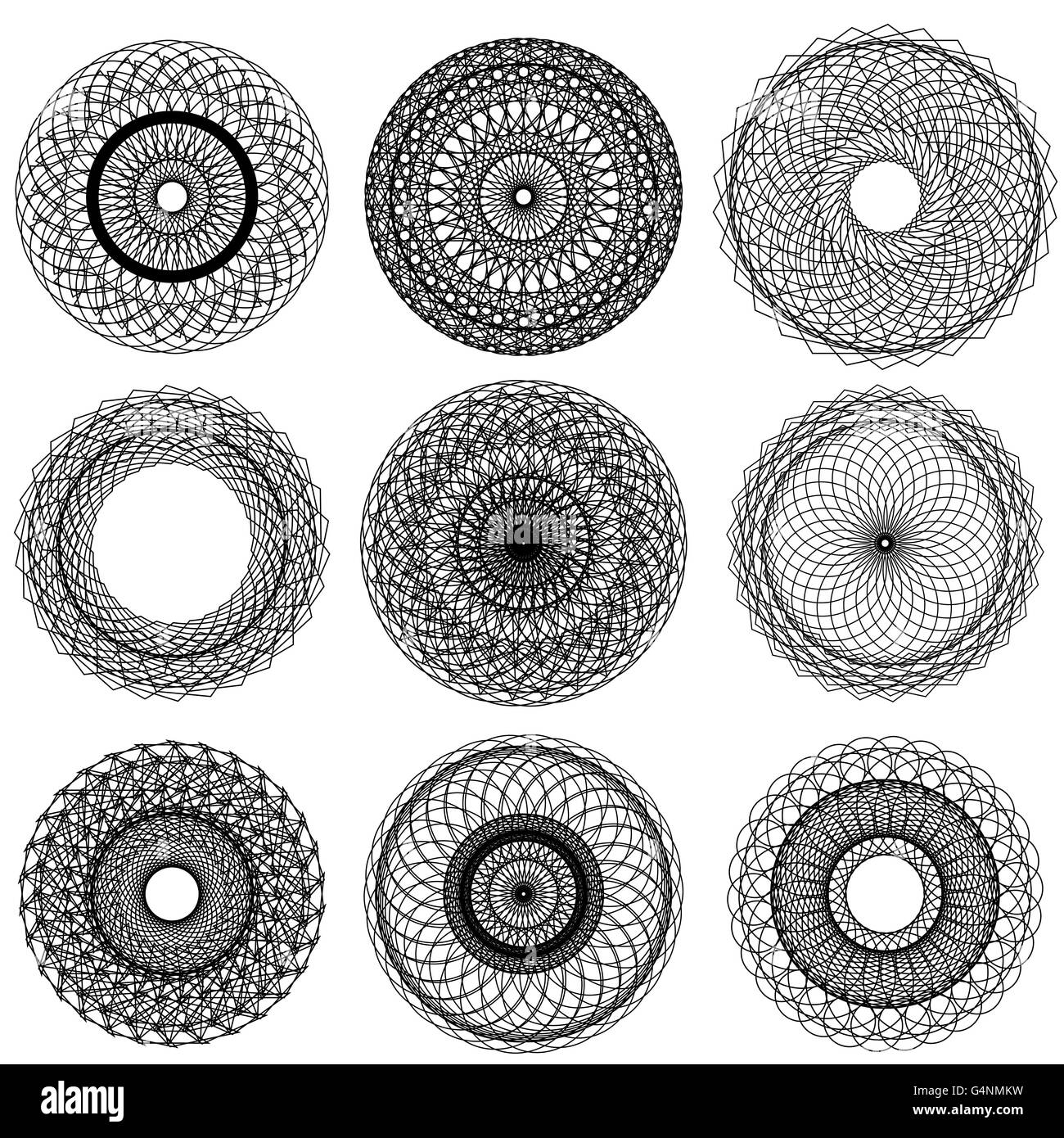Set of Circle Geometric Ornaments Isolated Stock Photo - Alamy