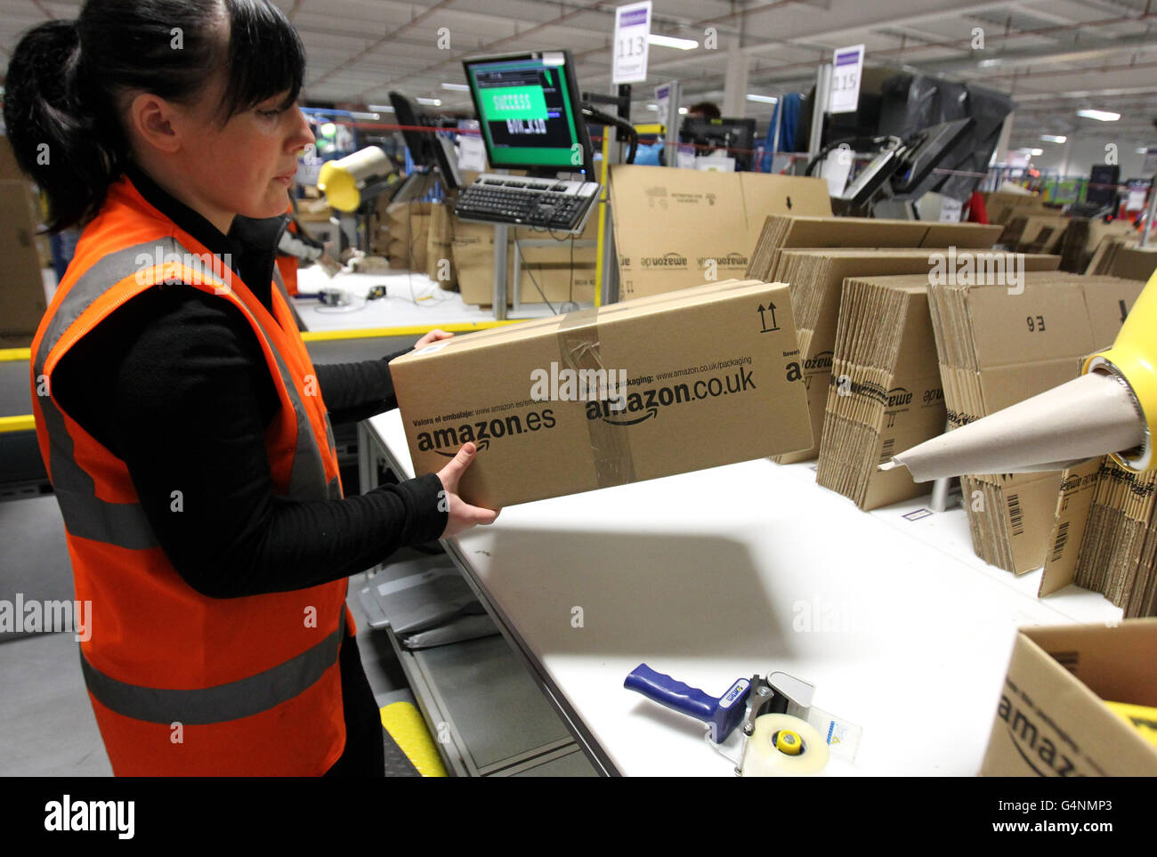 Generic pictures from inside Amazon new fulfilment centre. The ...
