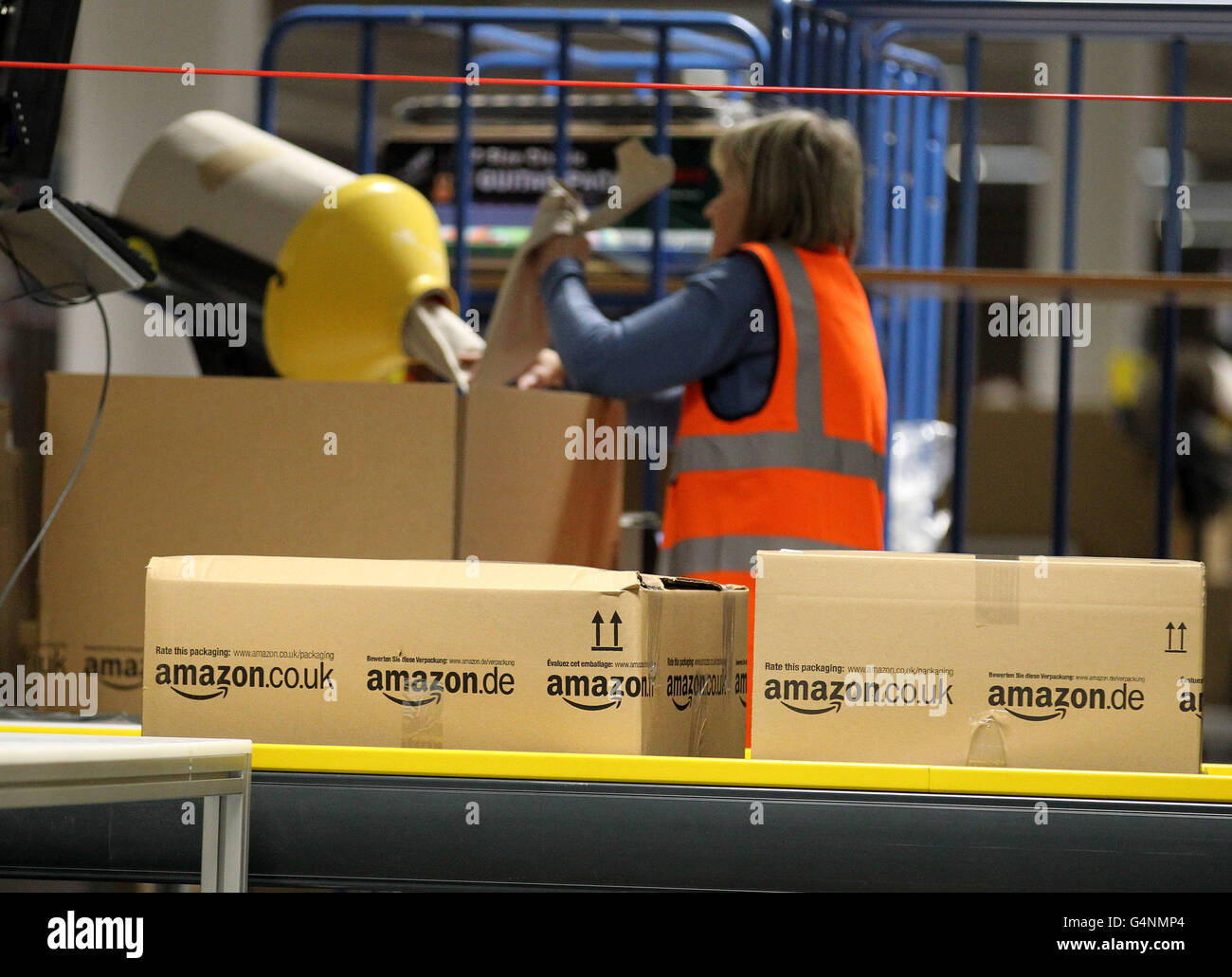 Generic pictures from inside Amazon new fulfilment centre. The ...