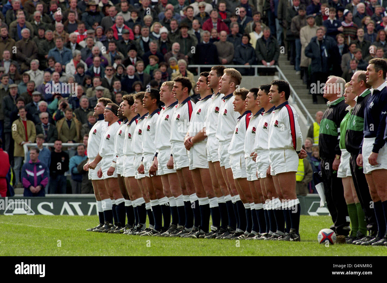 THE ENGLAND LINE-UP BEFORE THE MATCH AGAINST SCOTLAND Stock Photo - Alamy