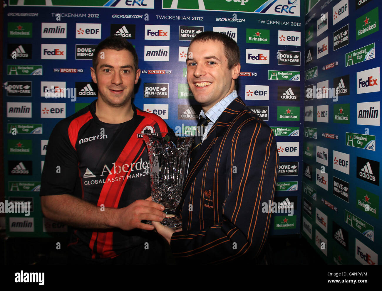 Edinburgh's Greig Laidlaw celebrates winning the man of the match award ...