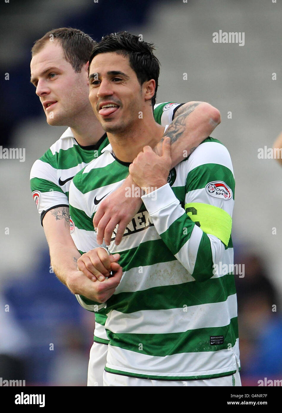 Celtic's Anthony Stokes celebrates with Beram Keyal after the ...