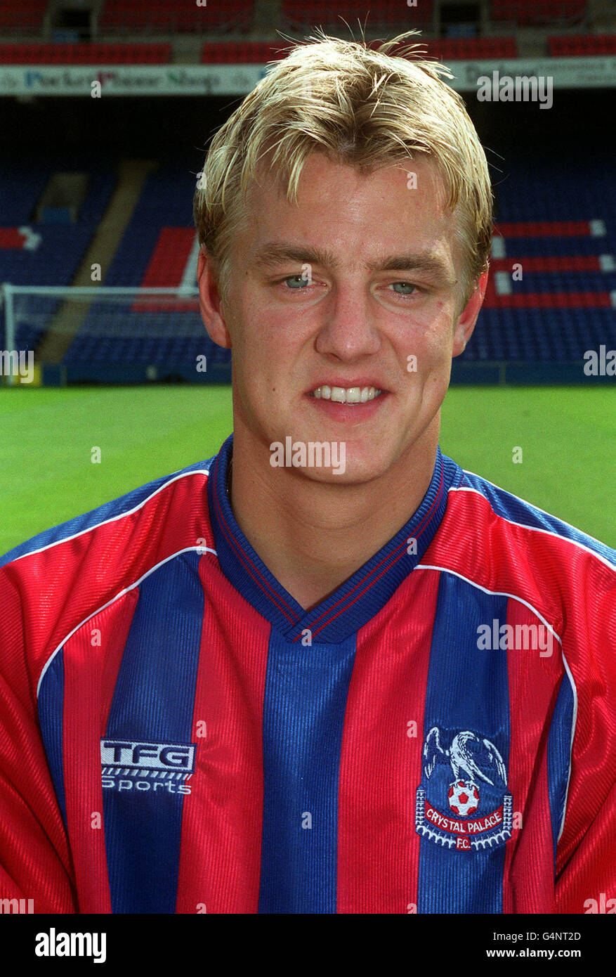 Footballer Matt Svensson of Crystal Palace, during a photocall at ...