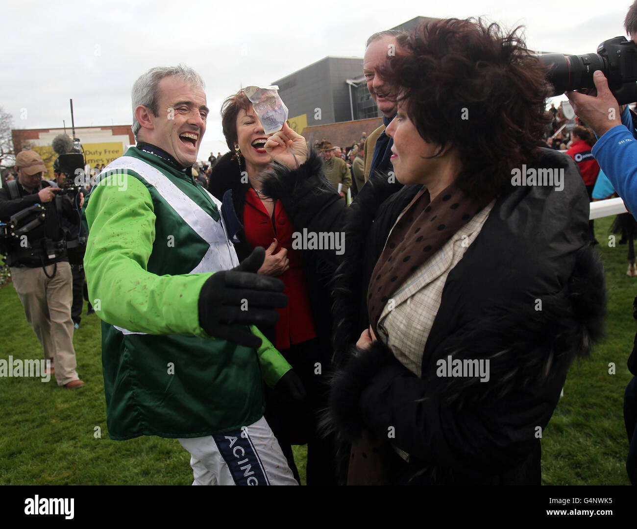 Actress Ruby Wax shows Ruby Walsh her winnings after victory on Rock on ...