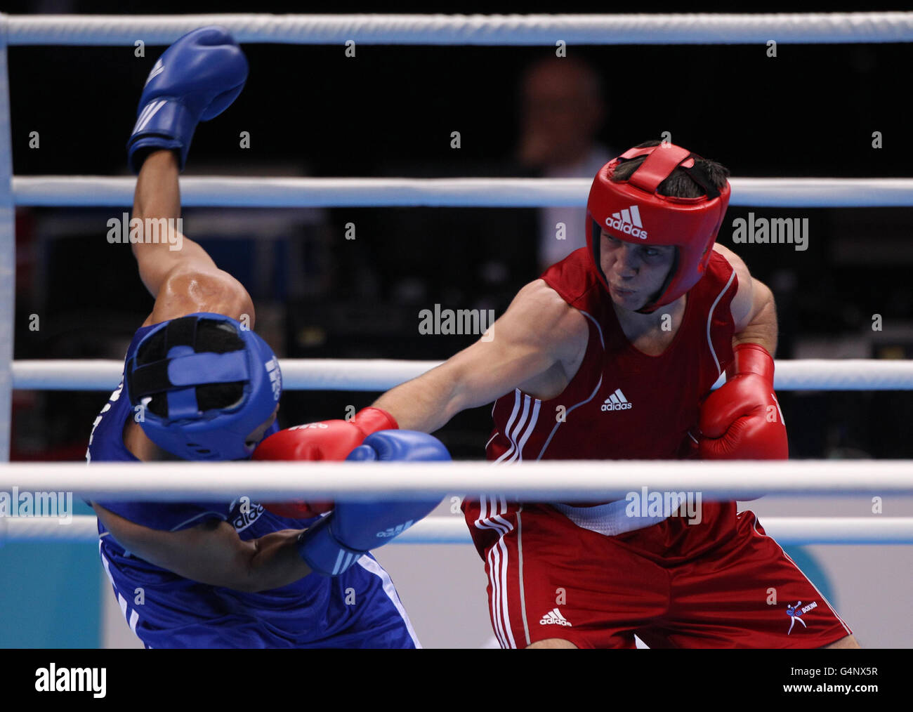 Great Britain's Freddie Evans (right) in action in his defeat to China ...
