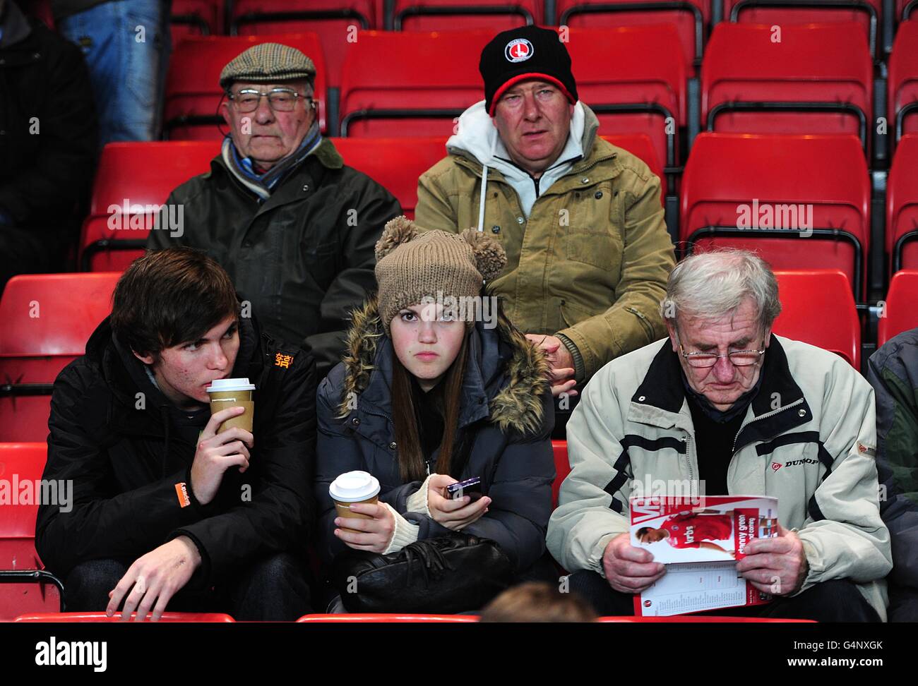 Charlton athletic fans in the stands at the valley hi-res stock ...
