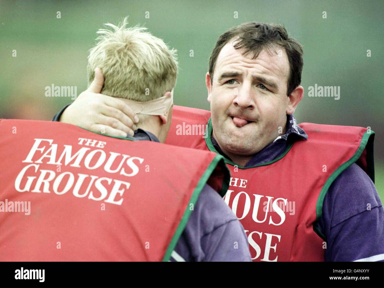Scotland rugby forwards George Graham and Doddie Weir (left) during a ...