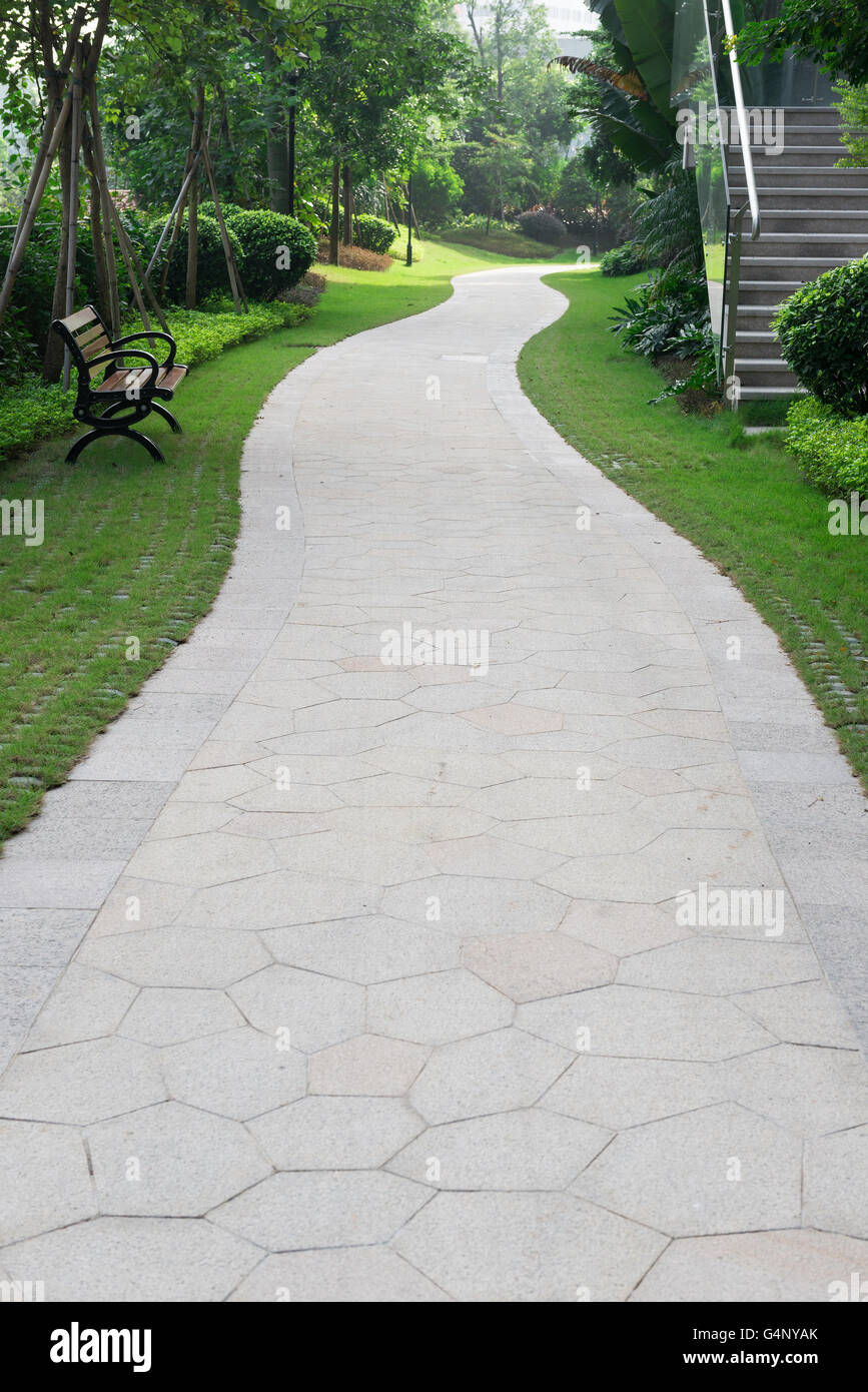 curved pathway in outdoor of a residential building Stock Photo - Alamy