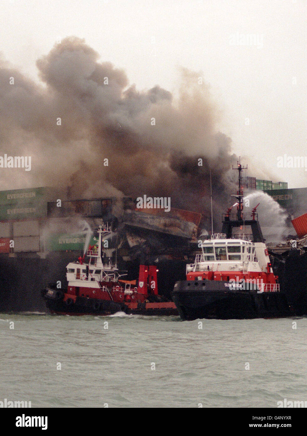 Container ship fire Stock Photo - Alamy