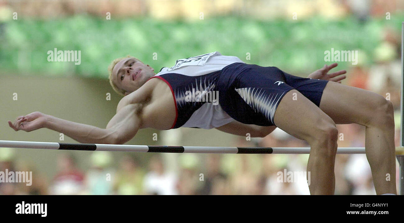 World Athletics/ Macey. Britain's Dean Macey during the high-jump event ...