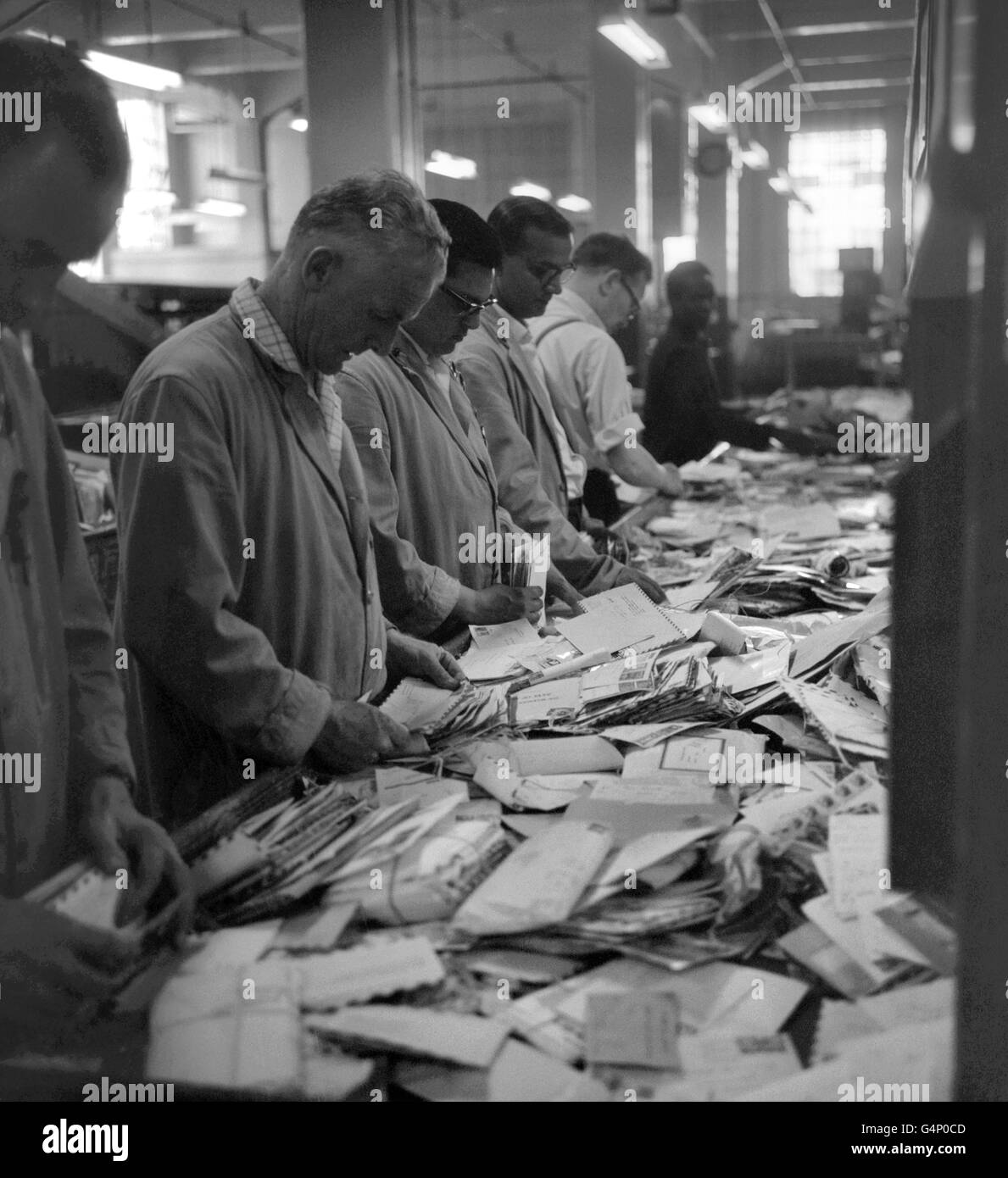 Mail sorting is in full swing on the main floor at Mount Pleasant ...