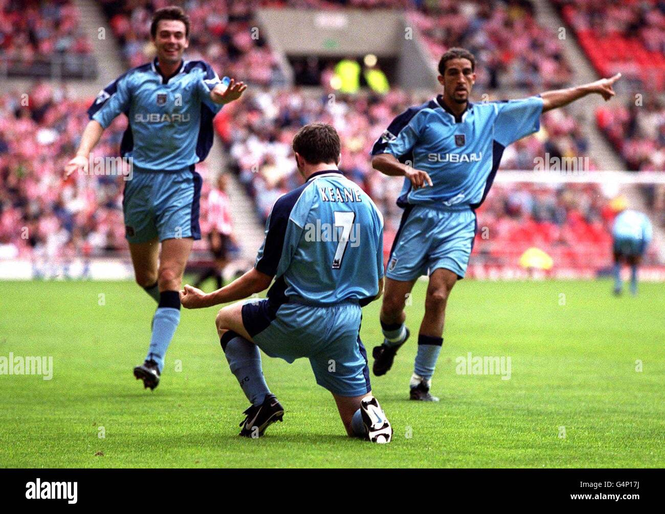 Coventry City's Robbie Keane accepts the congratulations after opening ...