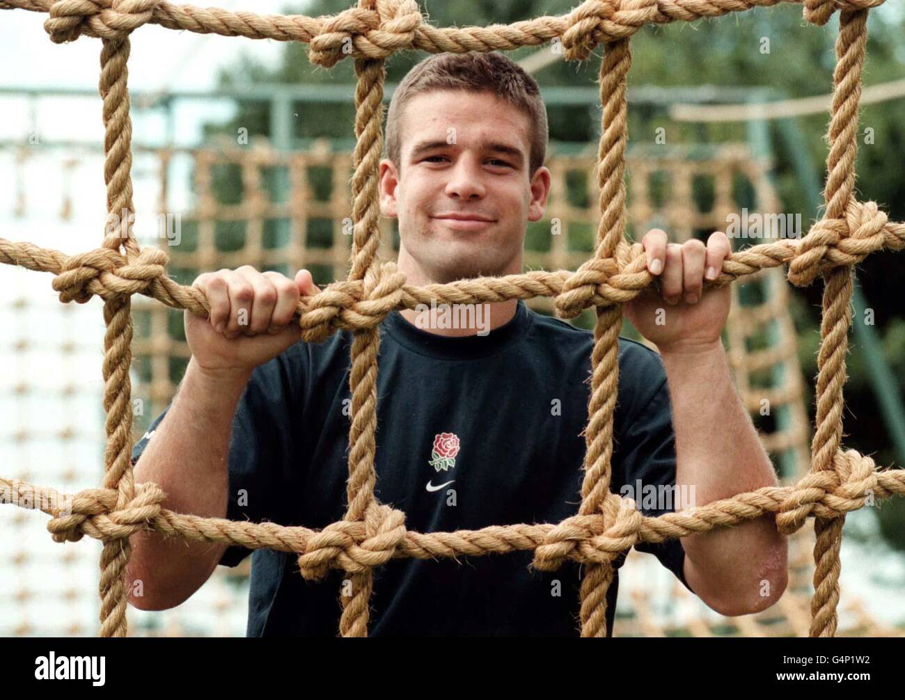 Wasps rugby player Joe Worsley climbs the Royal Marine training wall at ...