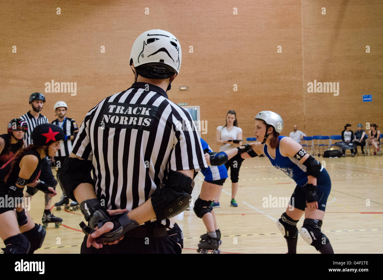 Madrid, Spain. 18th June, 2016. Referee 'Track Norris' checking the ...