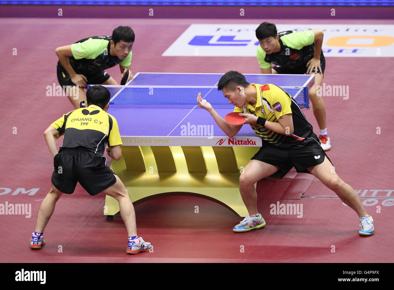 (U to D) Ma Long & Xu Xin (CHN), Chuang Chih-Yuan & Huang Sheng-Sheng ...