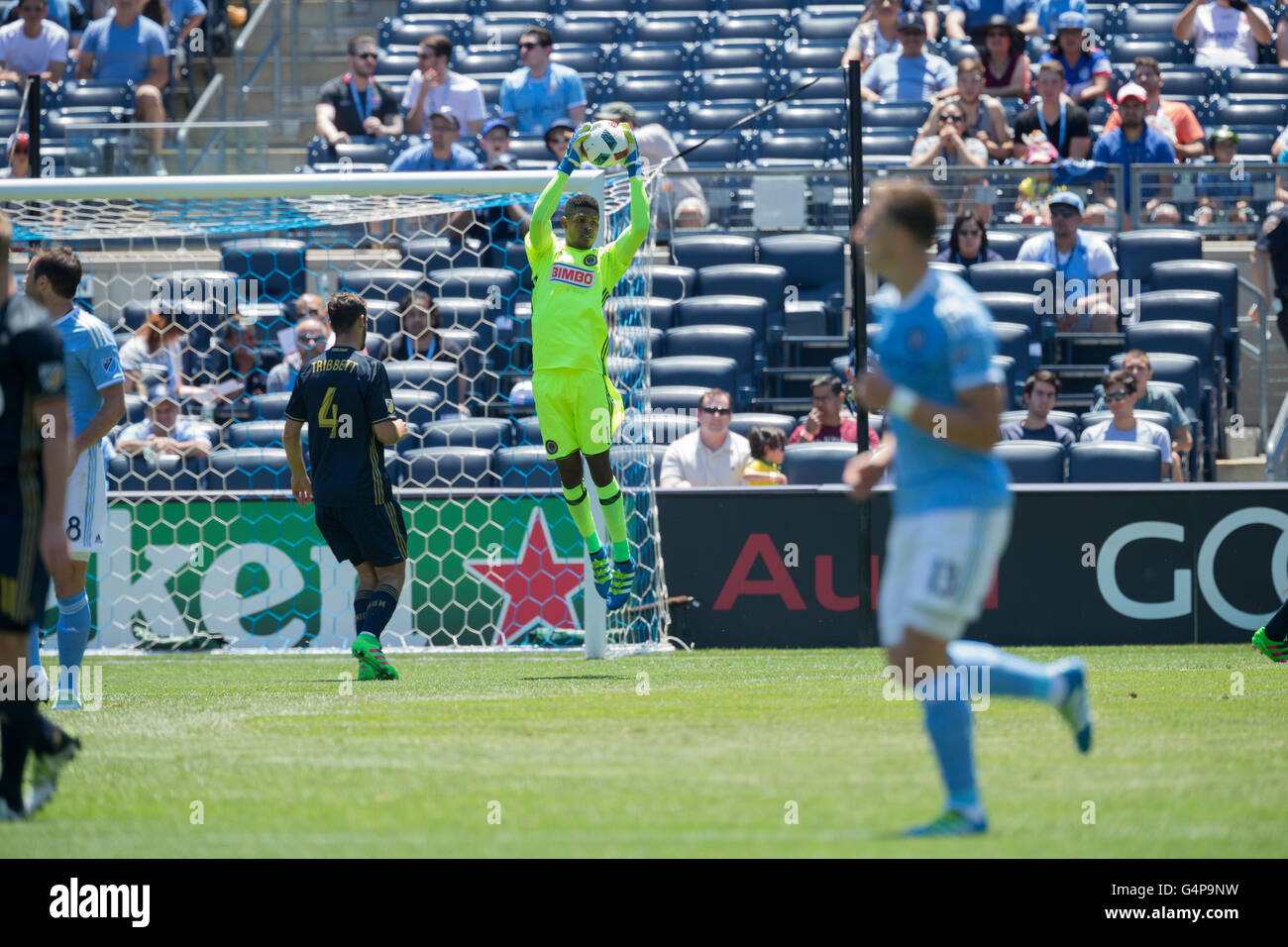 New York, USA. 18th June, 2016. Andre Blake (1) of Philadelphia Union ...