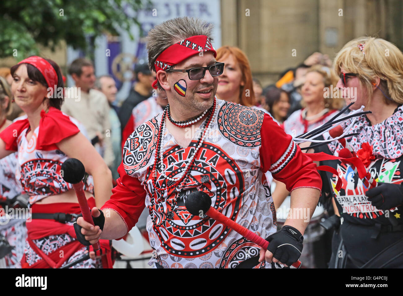 Manchester, UK. 19th June, 2016. Brazilian samba drumming band Batala ...
