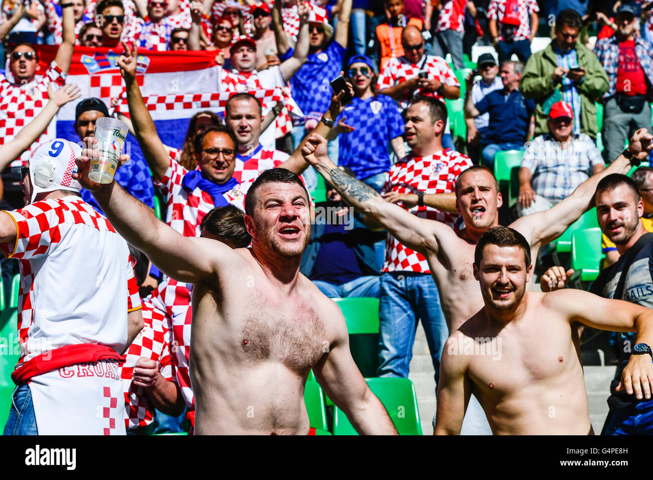 Croatian fans during the UEFA EURO 2016 soccer championships, Group D ...
