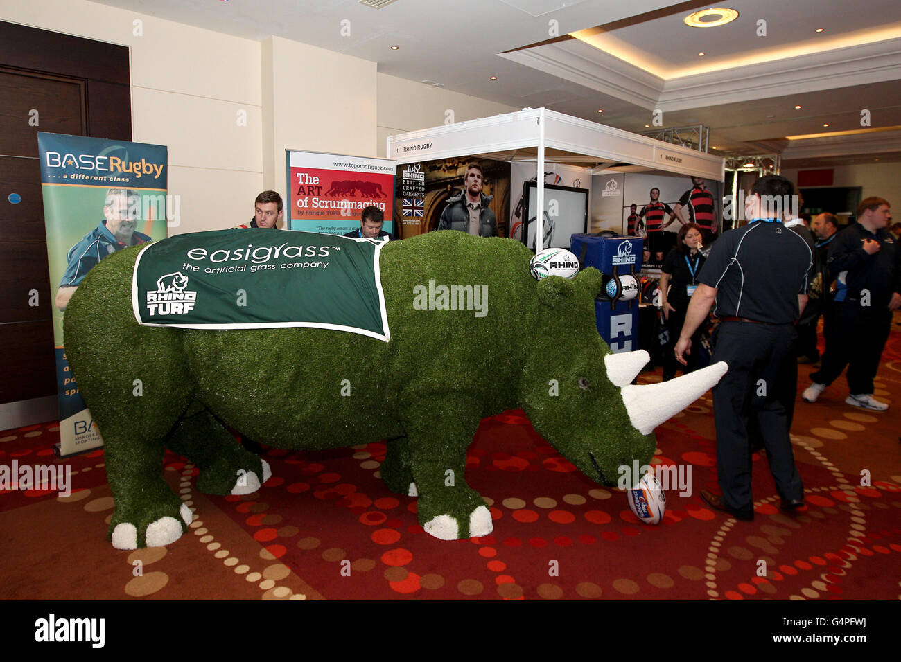 The rhino exhibition stand day two rugby expo twickenham hi-res stock ...