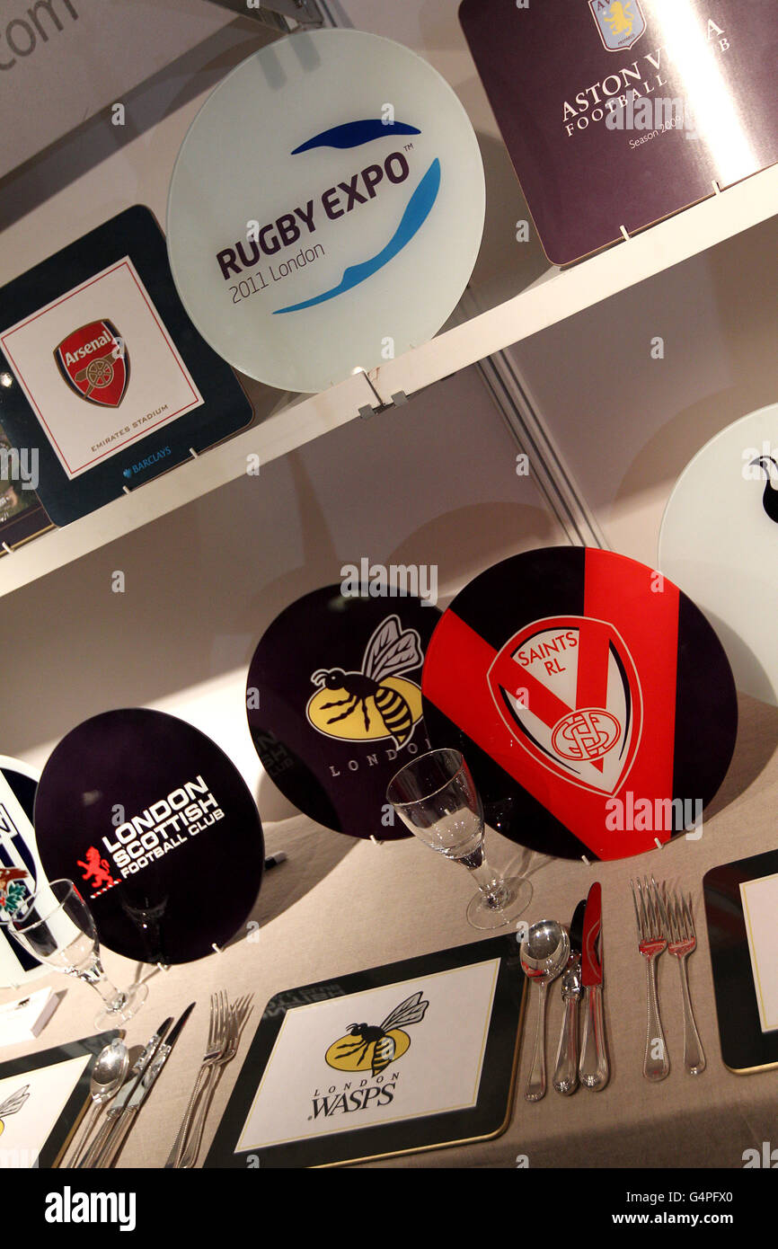 Exhibition stands during Day Two of the Rugby Expo at Twickenham Stock ...