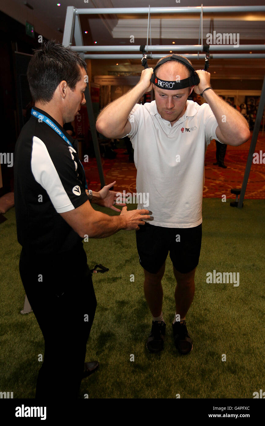 An FKPro Suspended Bodyweight Training rig being demonstrated by Wasp's ...