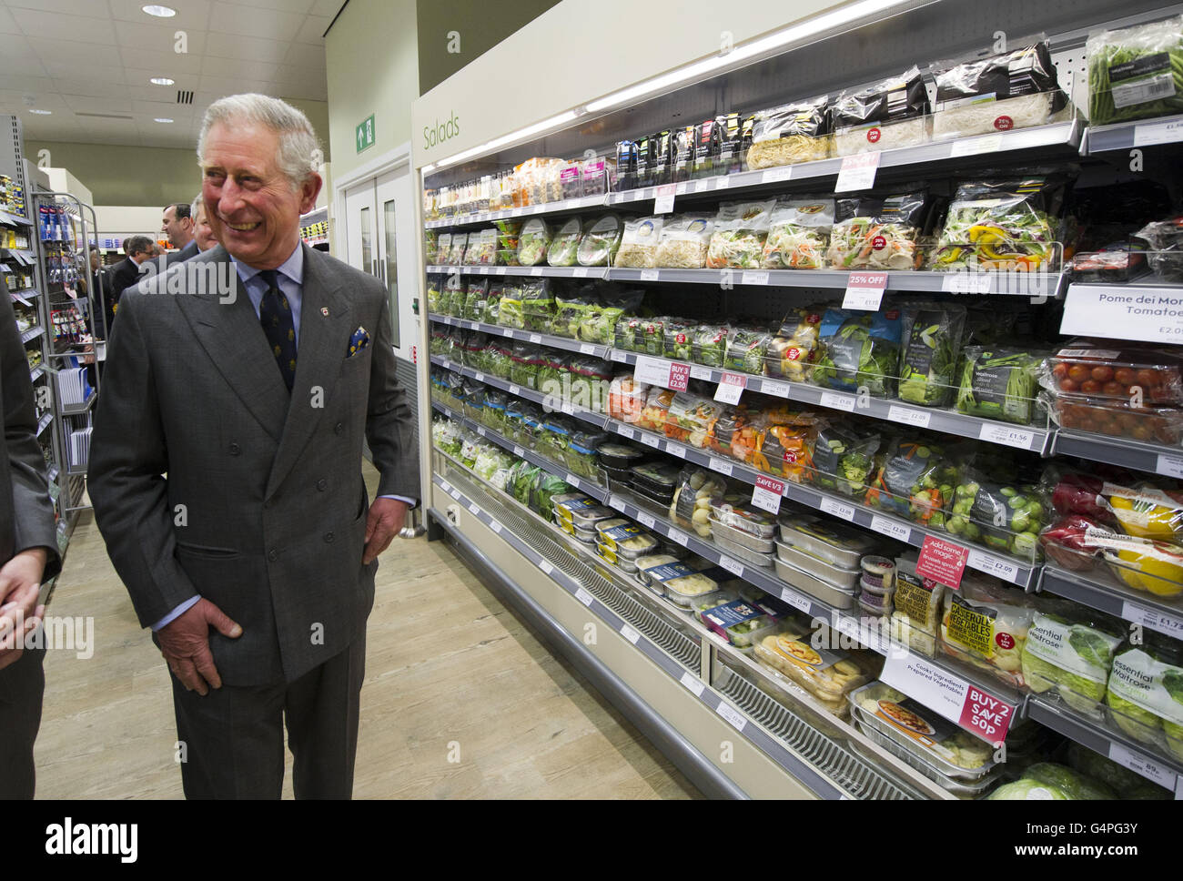 The Prince of Wales visits Waitrose supermarket in Poundbury, Dorset ...
